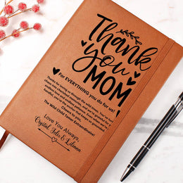 Thank You Mom Vegan Leather Journal Notebook – Celebrating Life Gift Shop